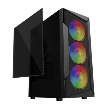 HITAM Venomrx RockStar Black Free PC Casing 3 Fan ARGB Full ATX MATX ...
