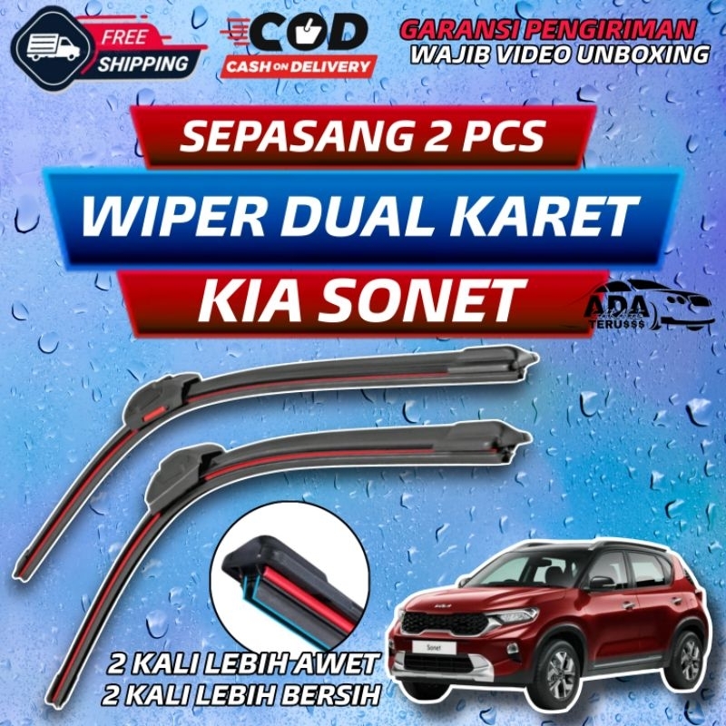 Kia Sonet Dual Rubber Wipers Pair of 2 Pcs Kia Sonet Car Windshield ...