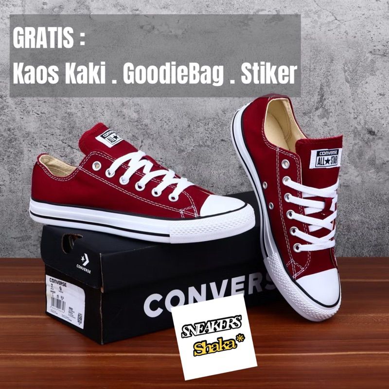 MERAH Converse Chuck Taylor All Star Ox Maroon Burgundy Classic Shoes ...