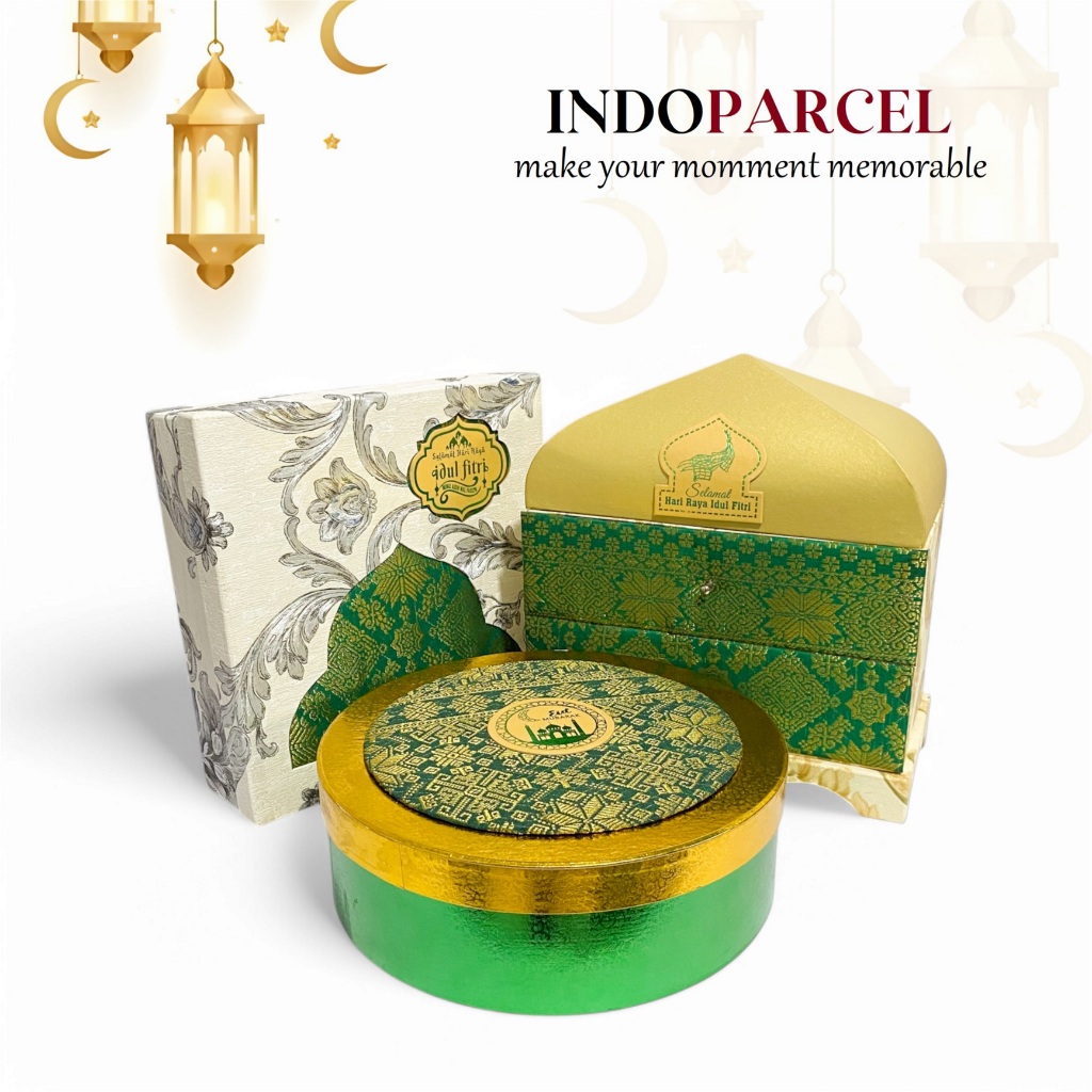 Indoparcel - Hard Box Songket Eid Edition Storage Place 3-4 Jars of Dry ...