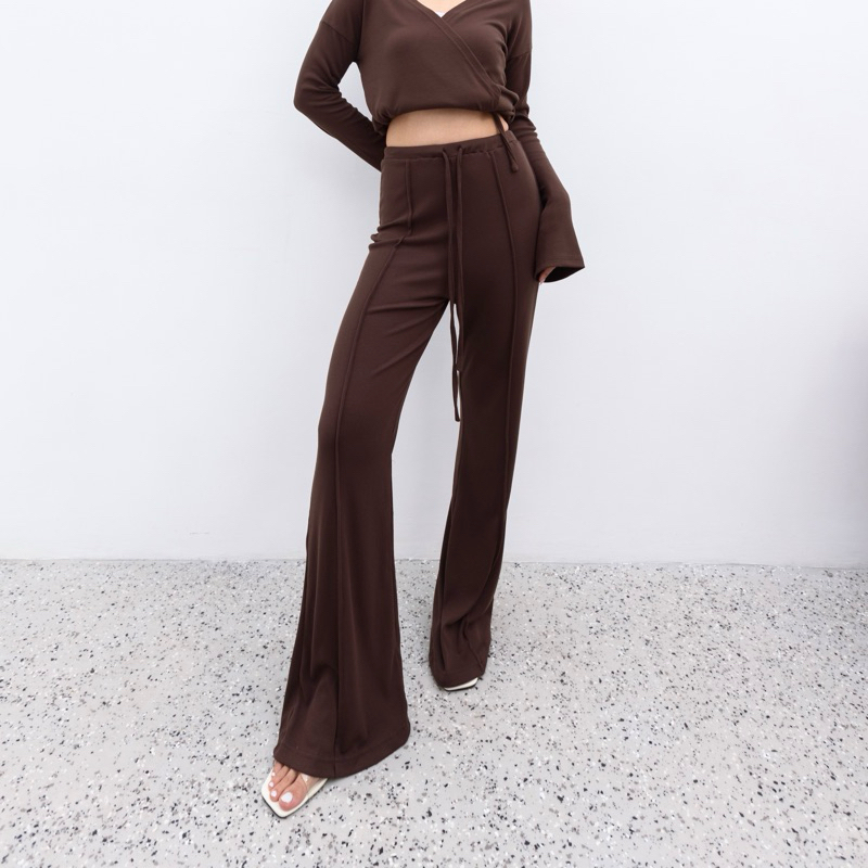 Uno Pants - Women's Knit Trousers Long Cullote Pants Highwaist Loose ...