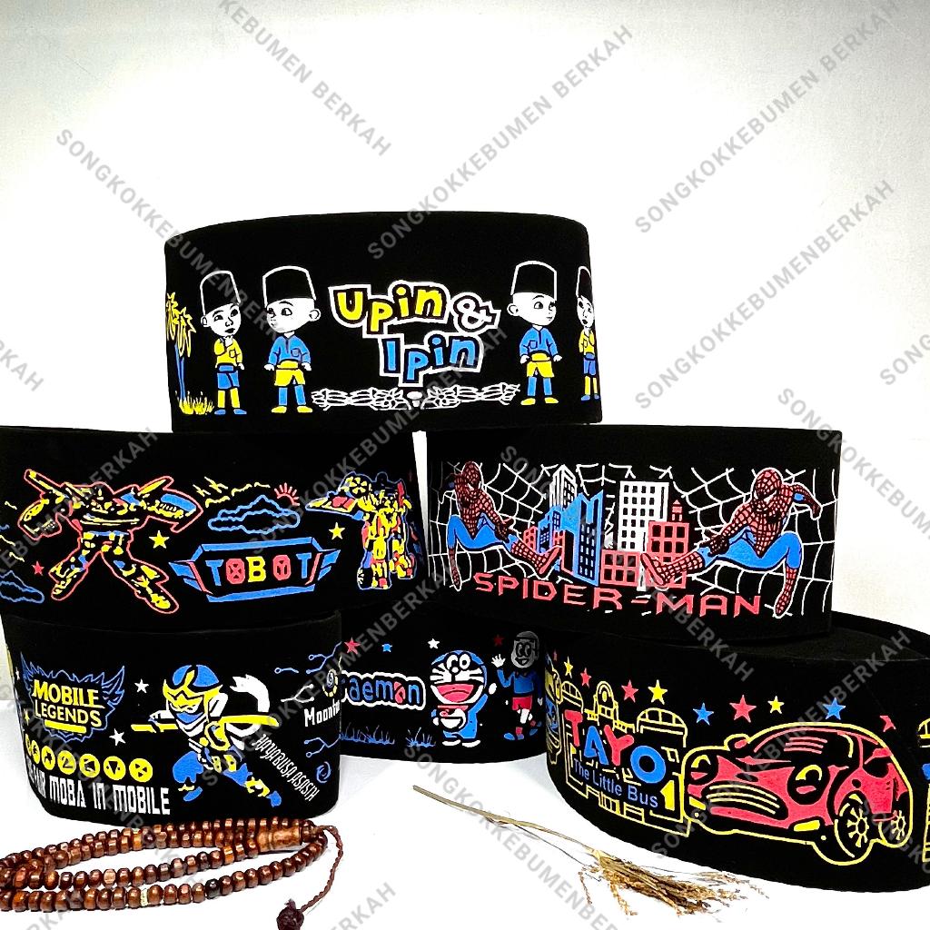 Songkok Peci Children's Character Tayo, Tobot, ML, Spiderman, Upin Ipin ...