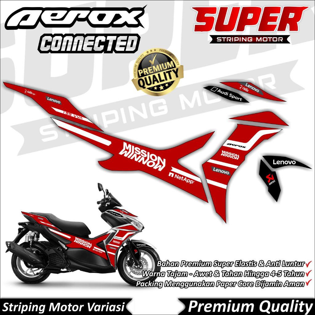 Aerox 155 Connected Anti Fade Sticker Cool Aerox Striping Aerox 155 New ...