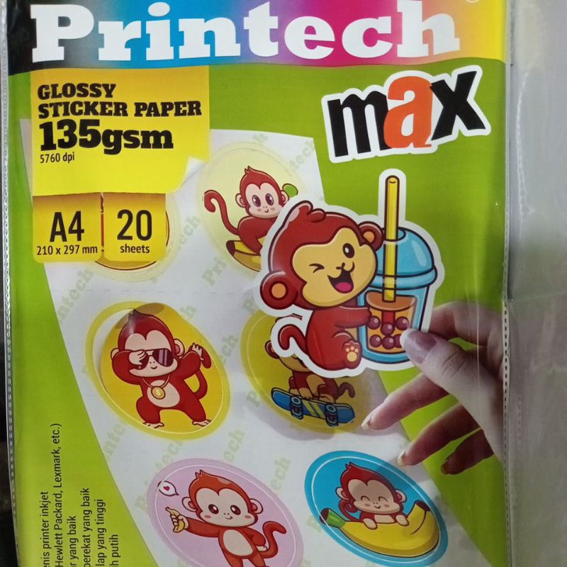 Printech brand A4 210 Sticker Glossy Photo Paper contains 20 sheets ...