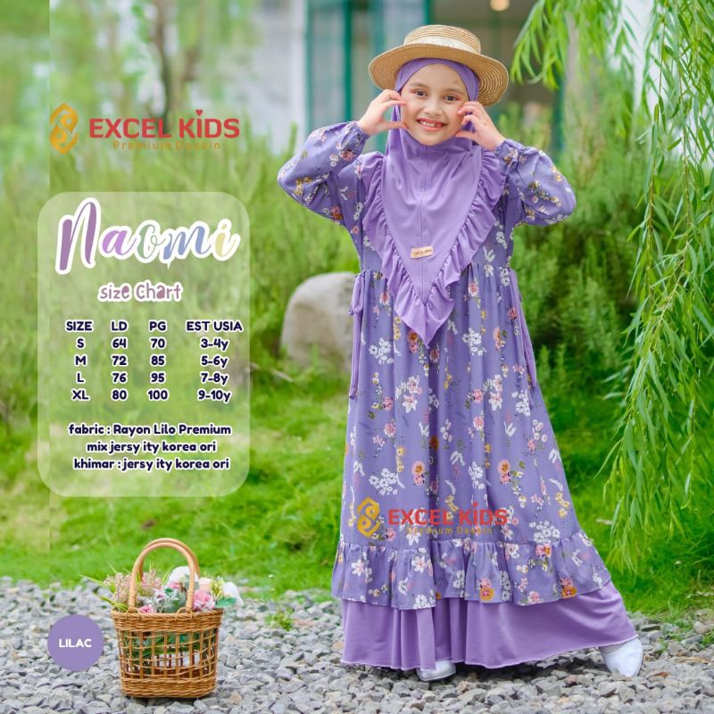 New Naomi Girls' Gamis Free Hijab By Excel | Shopee Malaysia