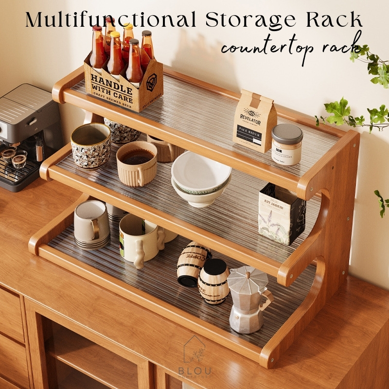 KAYU Blou Aesthetic Wooden Shelf Aesthetic Kitchen rack seasoning ...