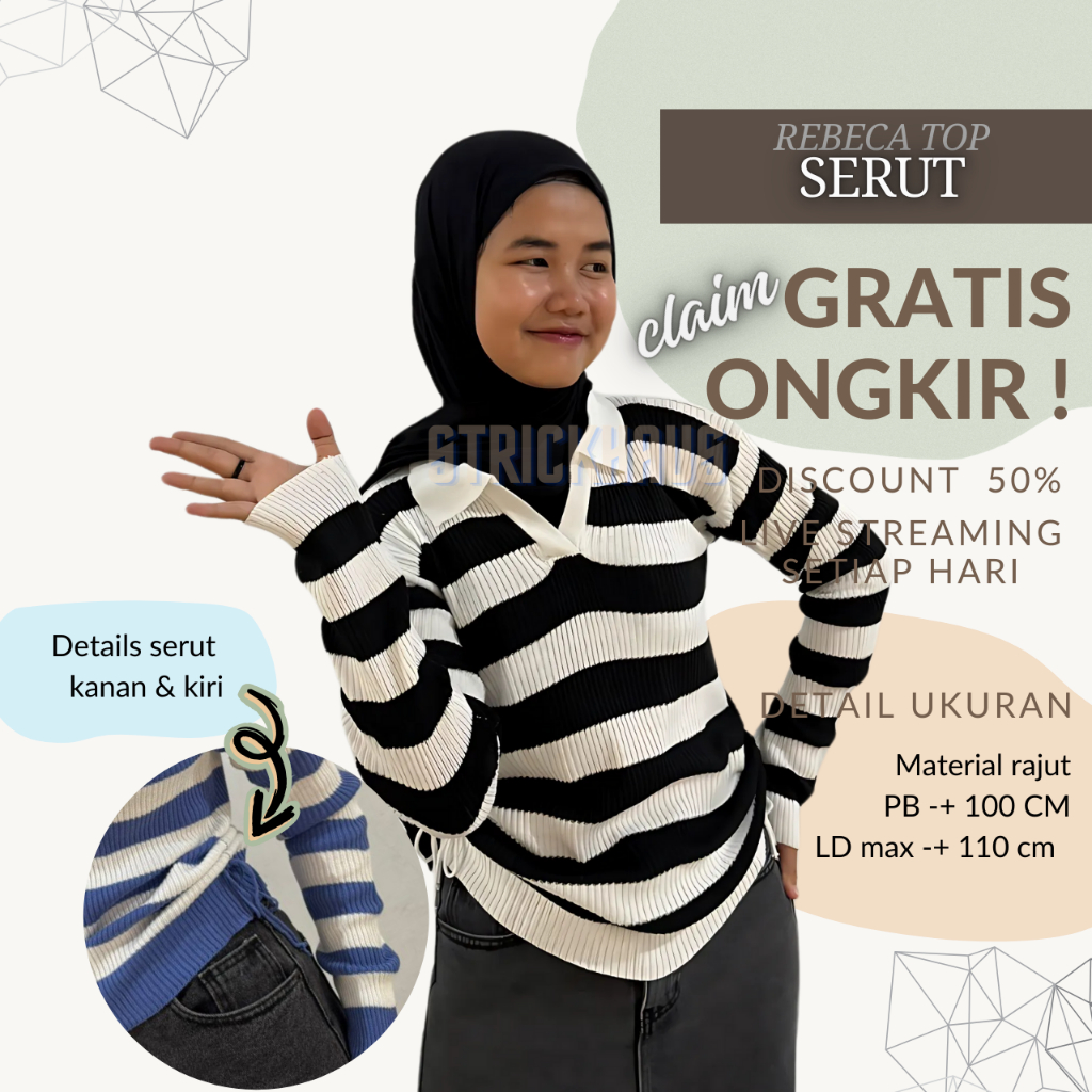 Rebeca TOP KNIT WITH POLO COLLAR SIDE DRAWER STRAP - STRIKHAUS | Shopee ...