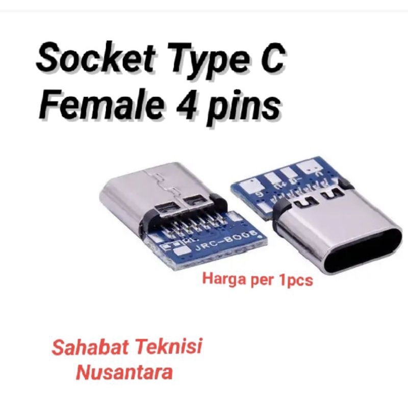 Socket Type C Female SLIM to PCB 4 Pin | 4-pin type C Socket | Shopee Malaysia