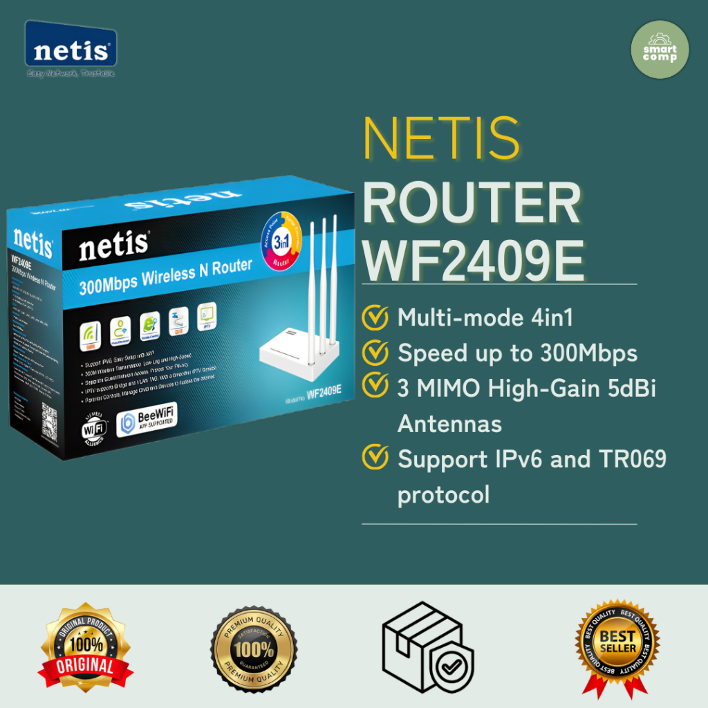 Netis WF2409E 300Mbps Smart Wireless Router – 3 Antennas | Shopee Malaysia
