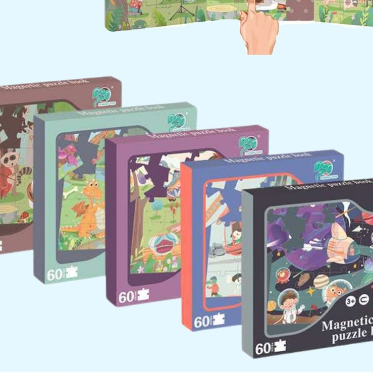 Magnetic Book Puzzle Trifold Magnet Sticker Book Jigsaw Magnetic Stick ...
