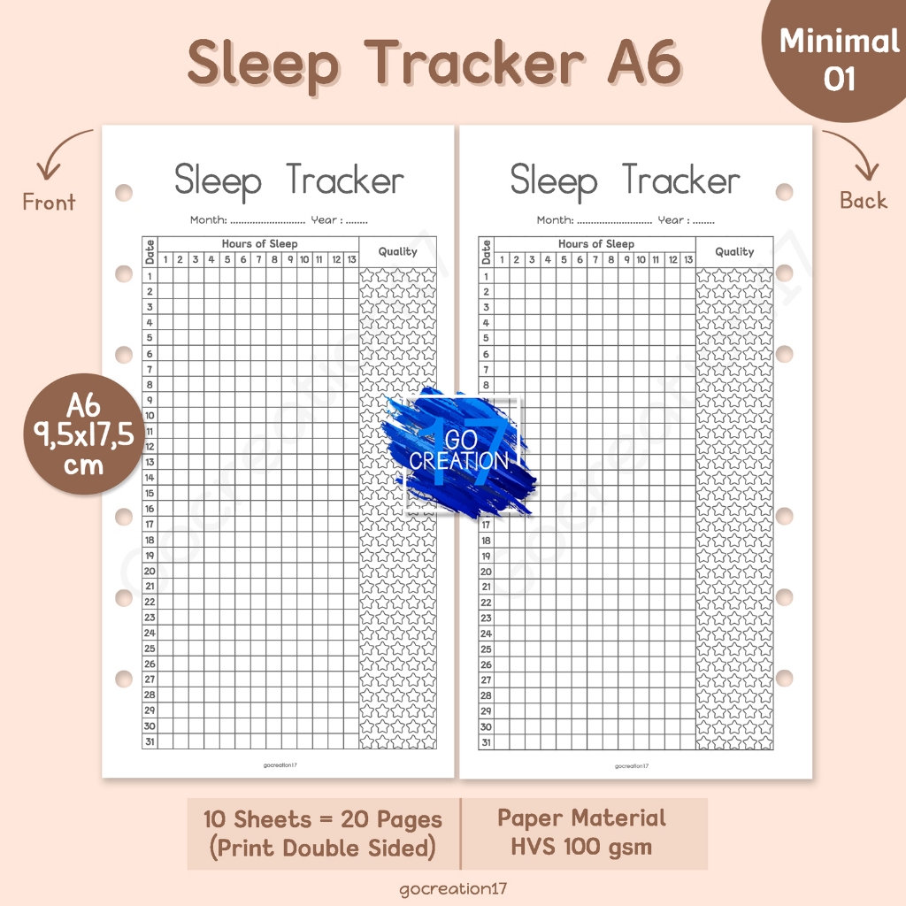 Planner Book Refill Paper Binder Sleep Tracker Simple Minimalist Sleep ...
