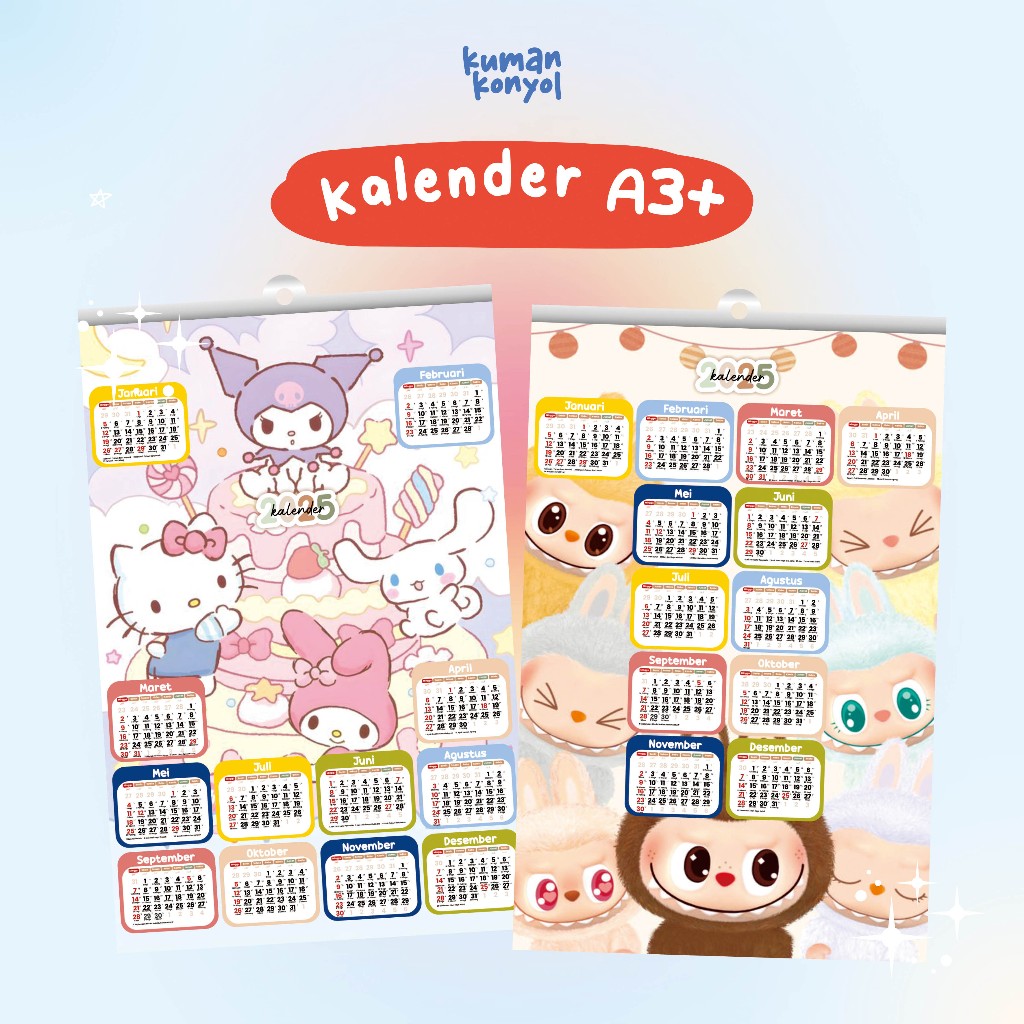 Calendar 2025 ️ CARTOON Calendar ️ SANRIO KUROMI LABUBU GHIBLI SONNY ...