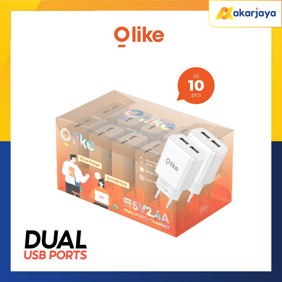 (1Box | 10pcs) Olike C204 Charger Adapter 2.4A 12W DUAL USB Output PORT ...