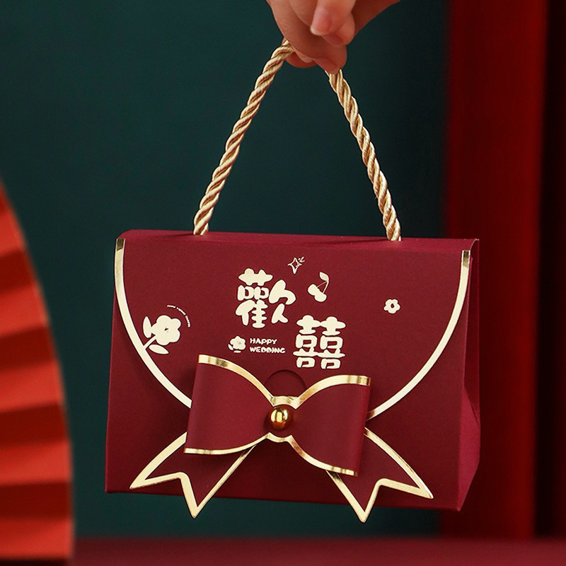 Joyful Paperbag Maroon Wedding Ribbon Sangjit Teapai Souvenir / Goodie ...