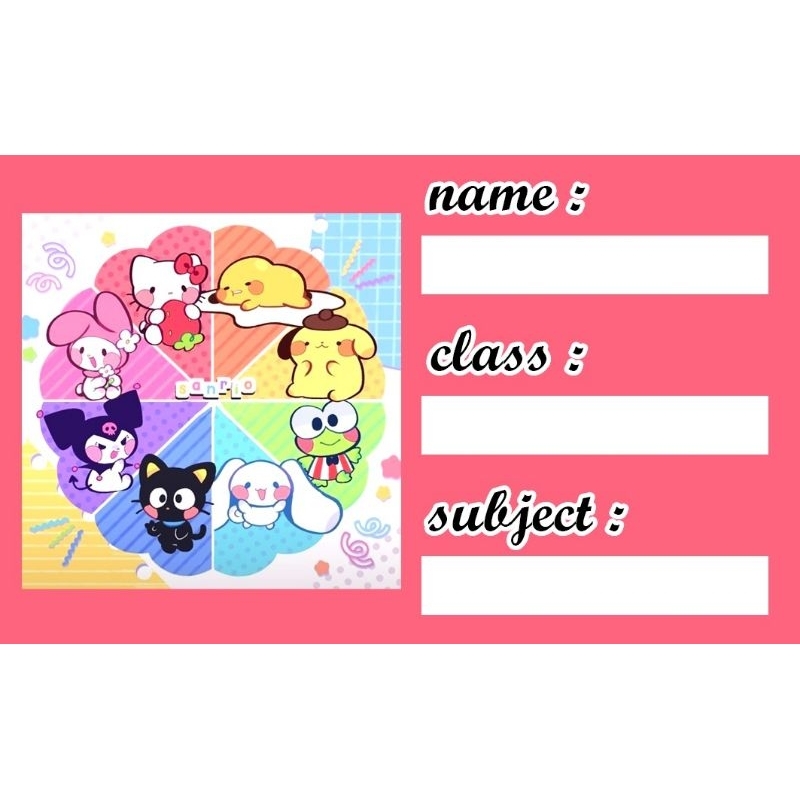 Label STICKER NAME SANRIO 05 CINNAMORROL KUROMI POCHACCO POMPOMPURIN MY ...
