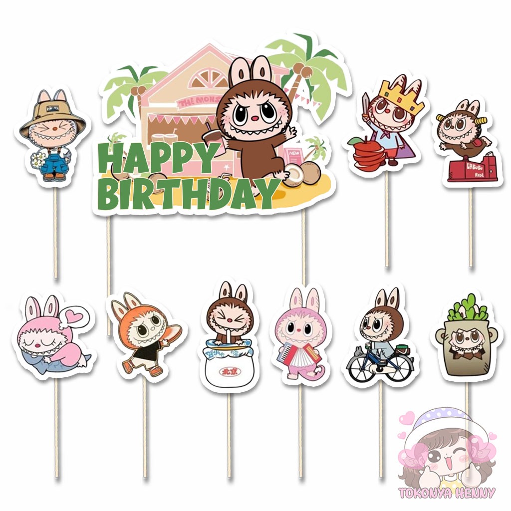 Cake Topper Children's Birthday Cake Decoration with LABUBU CARTOON2 ...