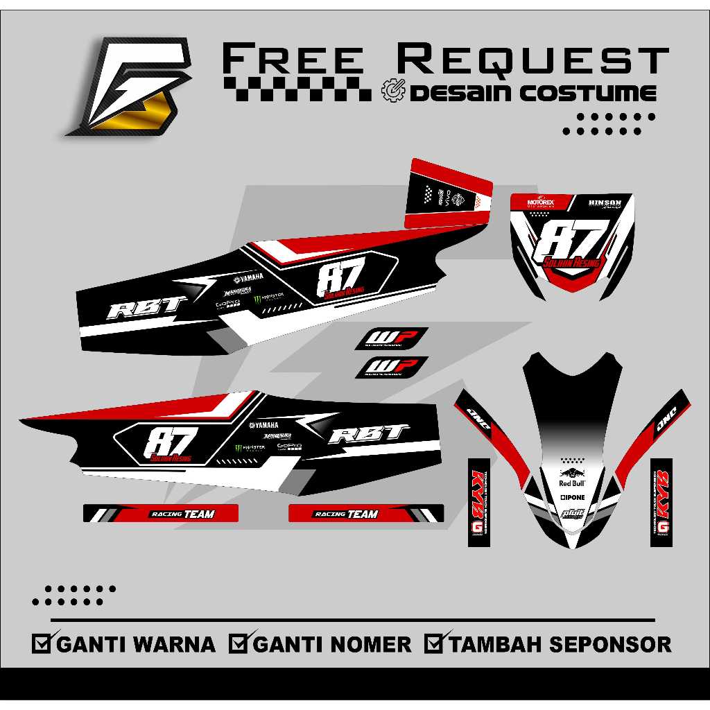 Decal sticker RBT JUPITER VEGA NEW trail REVO supra kharisma shogun ...