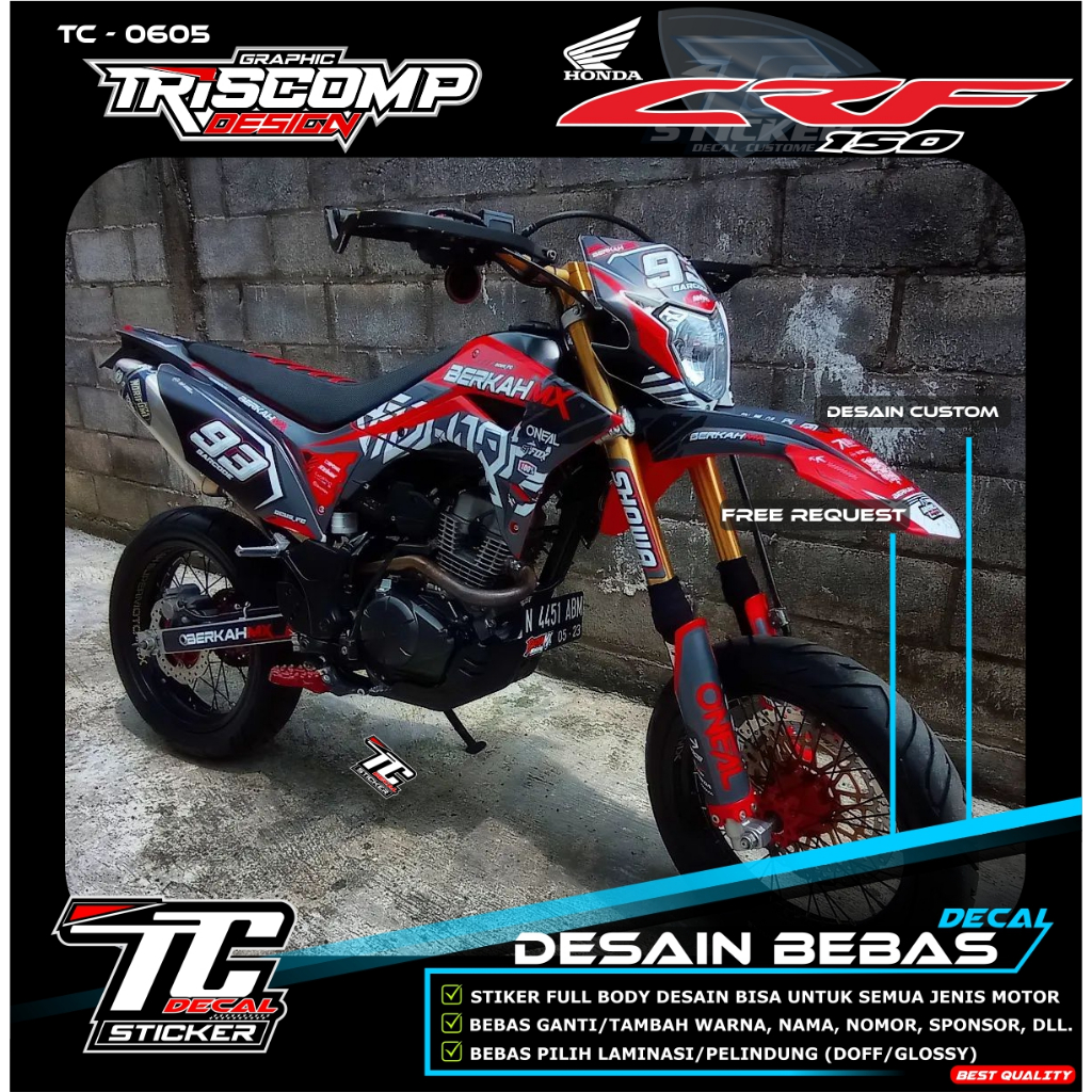 Sticker Decal Motorcycle CRF 150L new motif doff mate custom Design Can ...