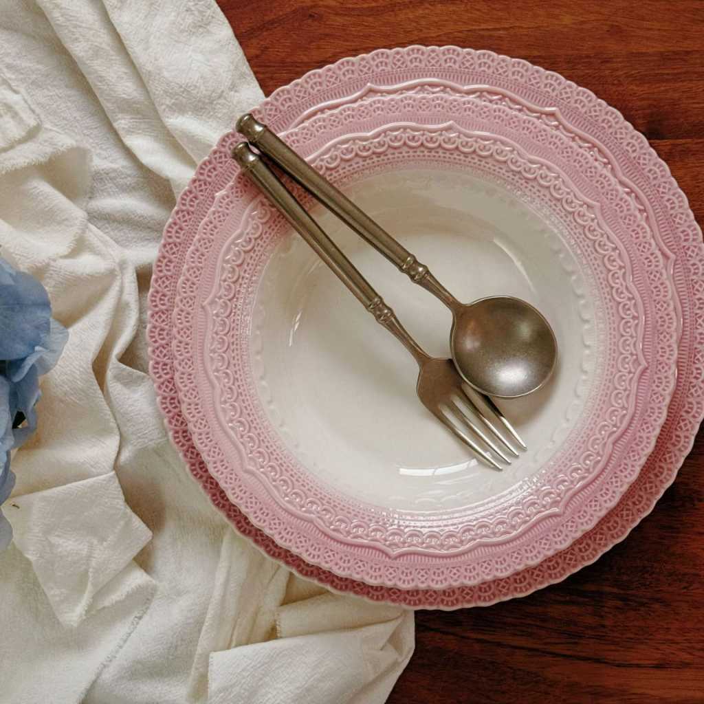 PINK LACE PLATE/Korean Aesthetic Plate/Vintage Plate/Aesthetic Korean ...