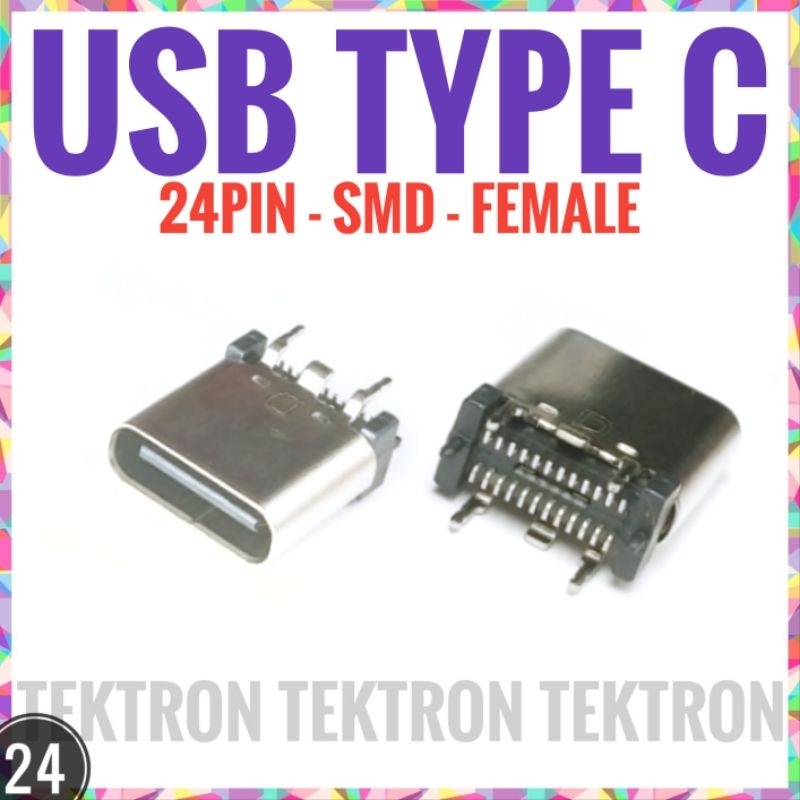 Usb Type C Female 24p Straight 24pin Socket SMD 24pin Type C | Shopee Malaysia