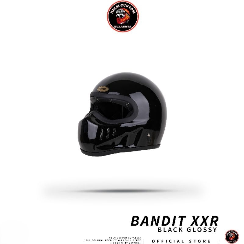 Glossy Black XXR Bandit Helmet / Custom Retro Classic Cakil Helmet ...
