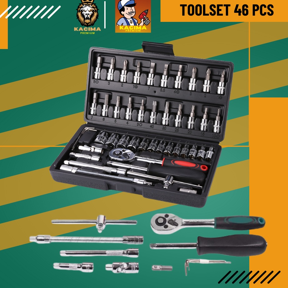 Toolbox Socket Set Repair Tool 46 pcs Shock Key Set L Key Complete Set ...