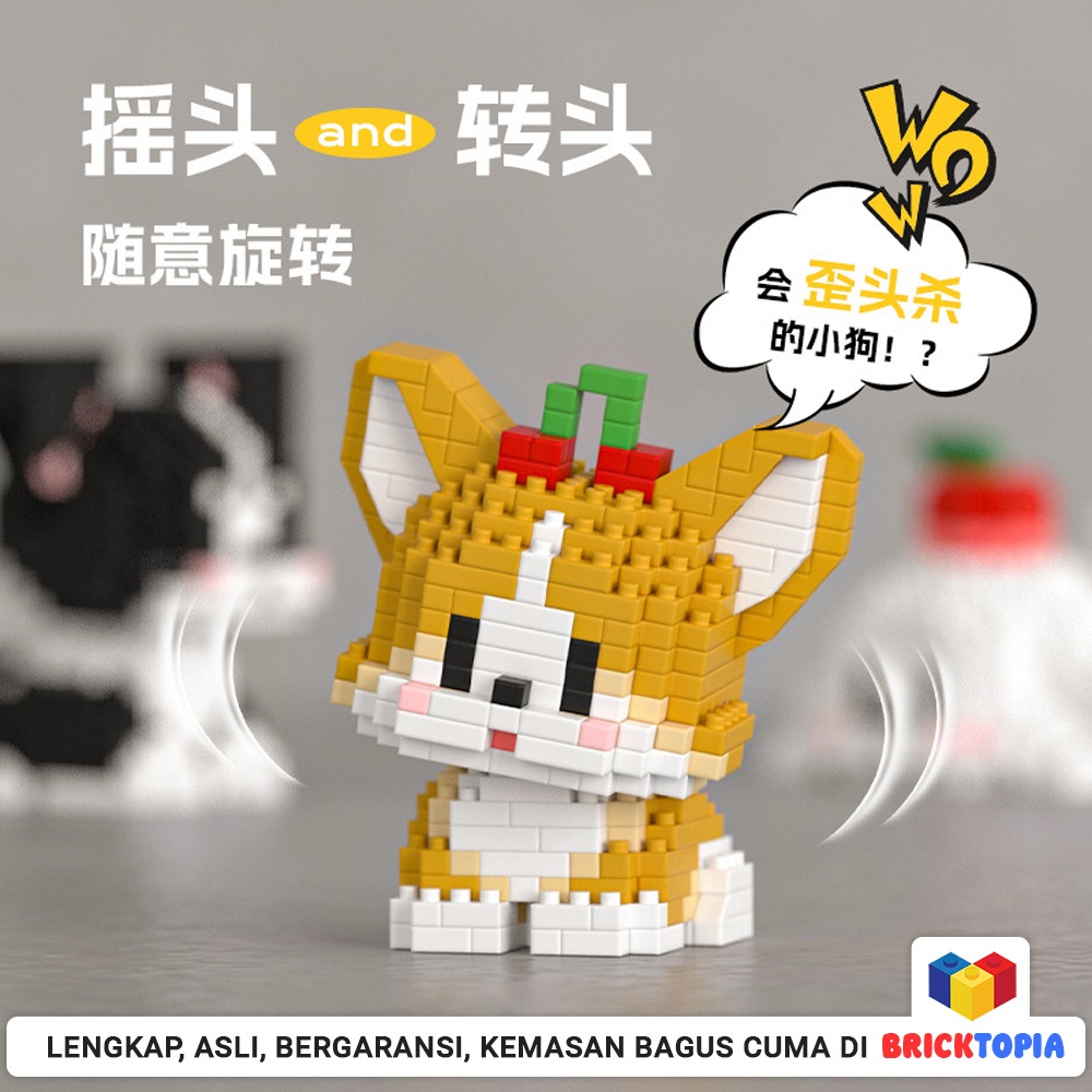 Original BOBBING HEAD MODEL Guaranteed Nano Block Mini Brick Toy DIY Cat Dog Educational ...