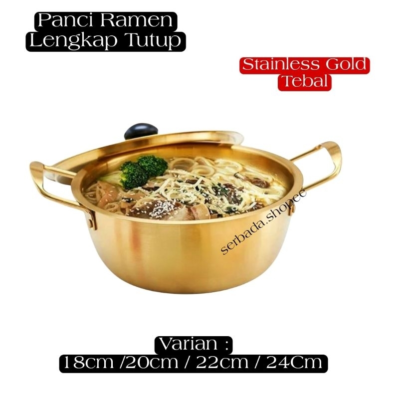 A1 Korean Ramyun Gold Ramen Pot Universal Thick Stainless Gold Complete ...