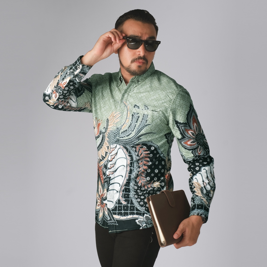 KEMEJA DGM Men's Batik Shirt Long Sleeve Premium Fur Lined Batik Puring ...
