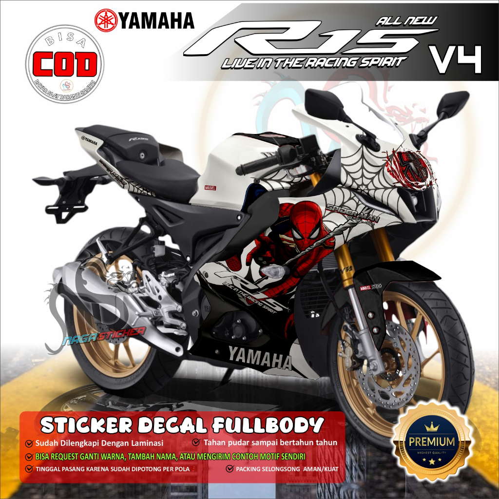 Decal Sticker Motorcycle Full Body YAMAHA R15 V4 Variation Spiderman ...