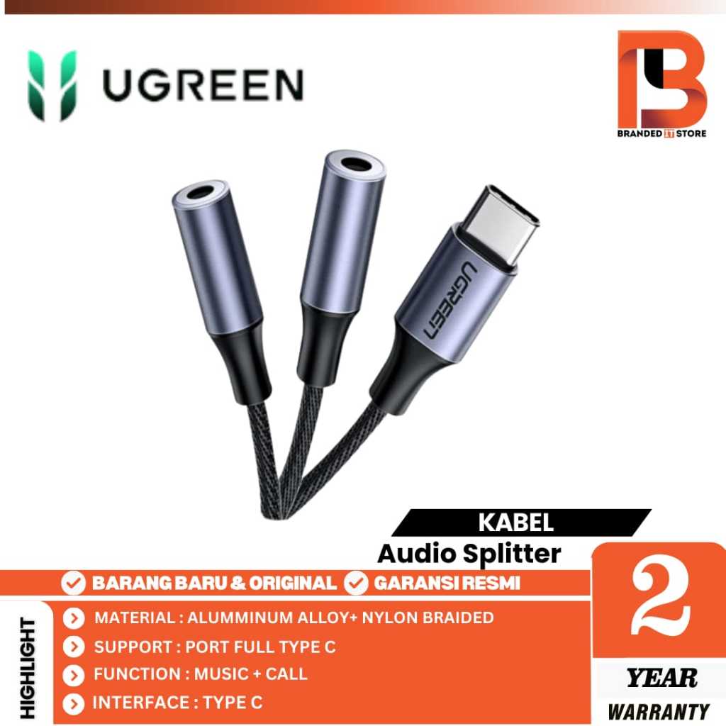 UGREEN Audio Splitter Cable Type-C To Dual Jack 3.5mm Audio Music ...