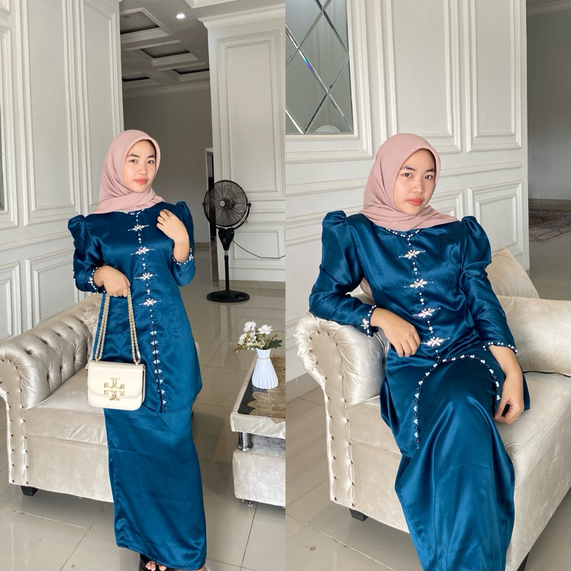 Oneset Kurung Melayu Malaysia Clarissa Women's Satin Valvet Full Sequin ...