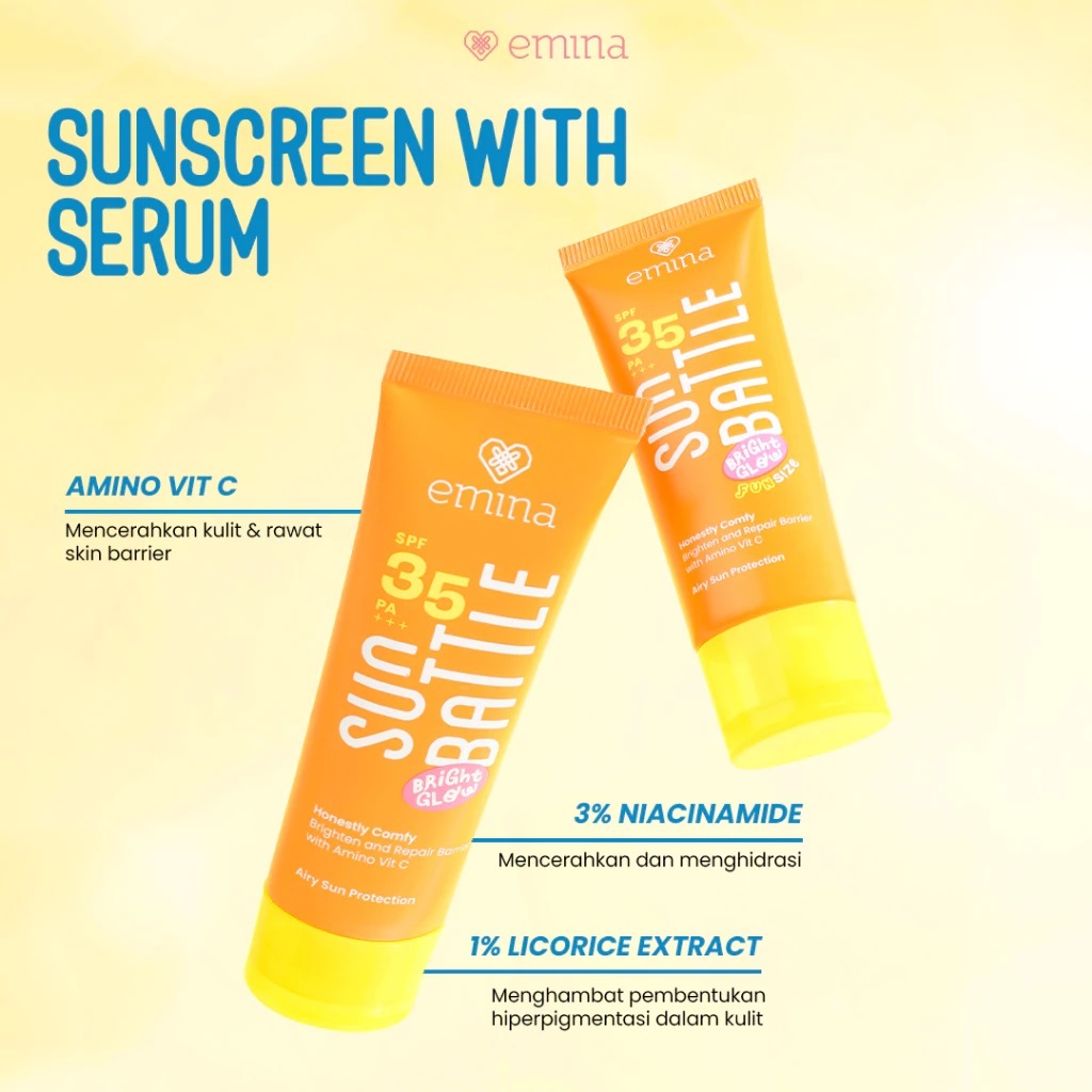 Emina Sun Battle Bright Glow SPF 35 PA+++ | Emina Sunscreen | Shopee ...