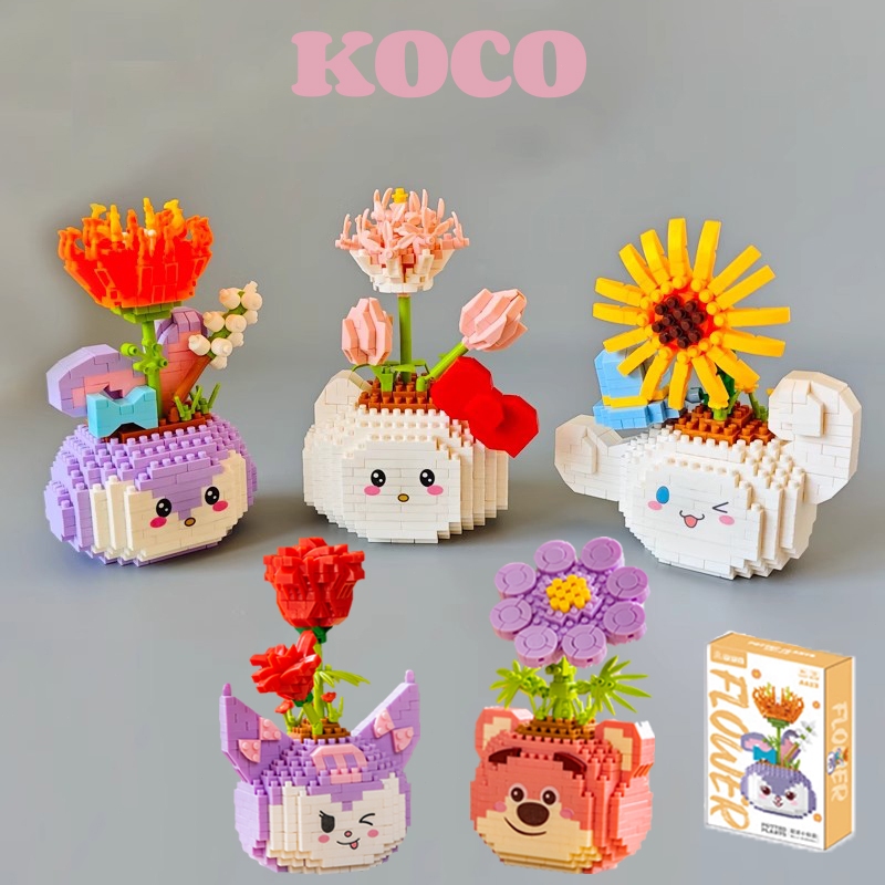 Koco Flower Block Toys Kuromi Lotso Block Flowers DIY 3D Block Gifts ...