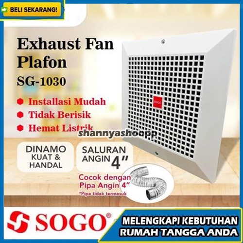 Okayama FAN-SOGO EXHAUST FAN CEILING 10 INCH OK-10X / HEXOS FAN CEILING ...
