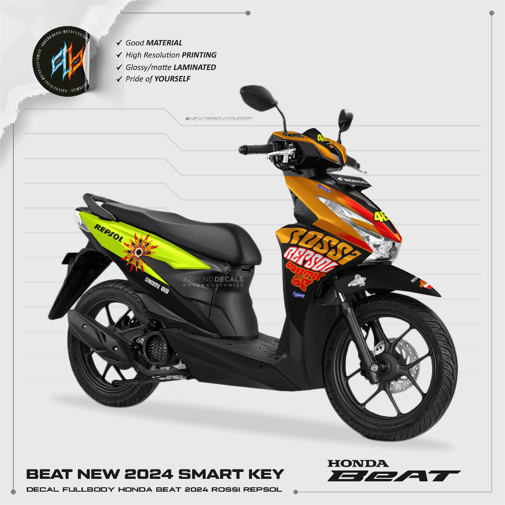 Decal FULLBODY BEAT 2024 LIVERY ROSSI REPSOL MOTO GP/HONDA BEAT ...