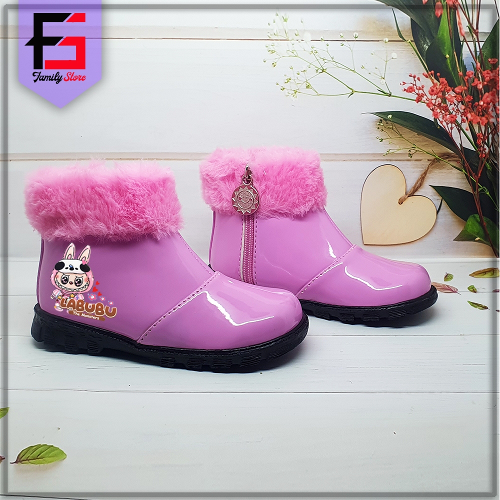 Labubu Boots for Girls Zipper / Fur Boots for Toddler Girls with Cute ...