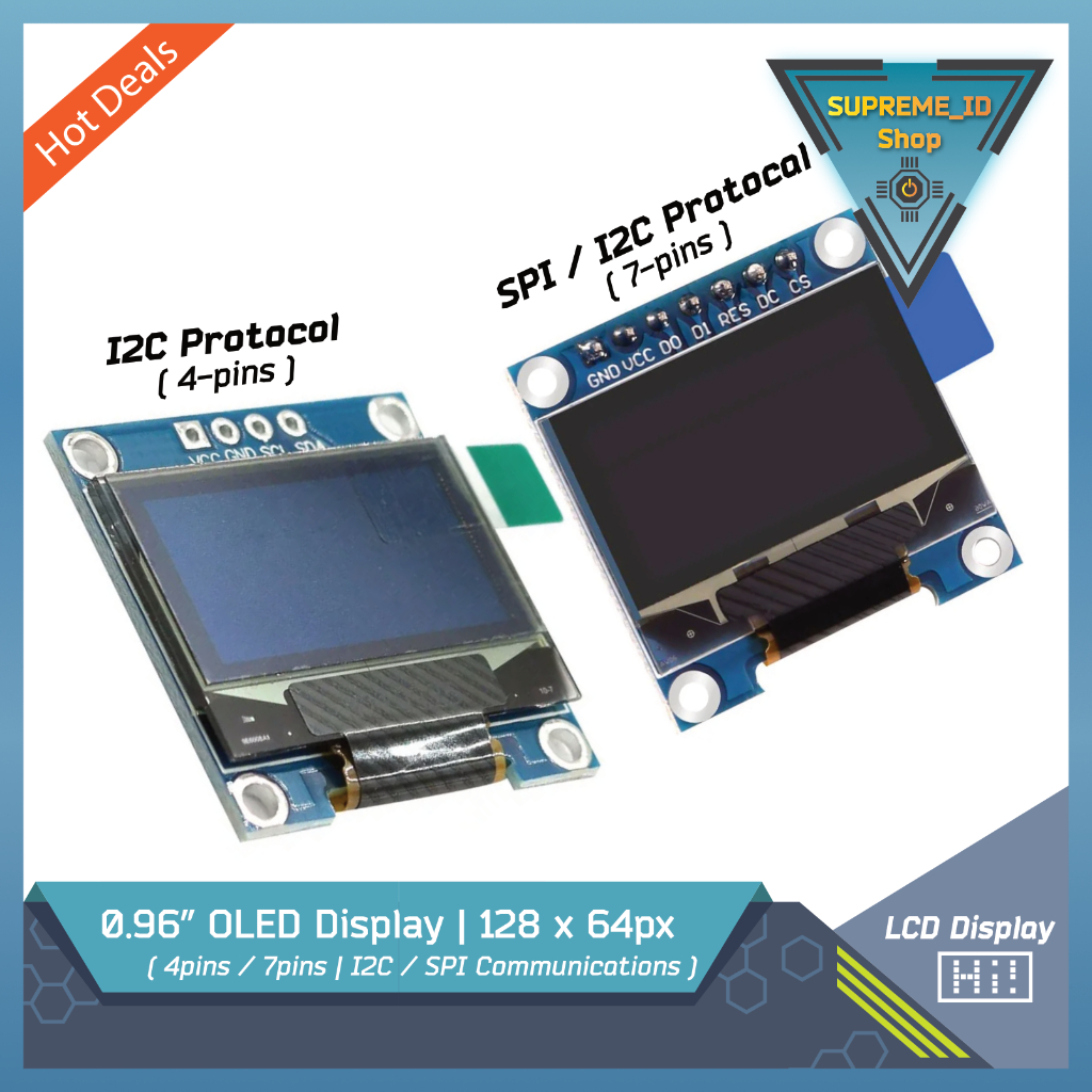0.96 inch 4-pin 7-pin IIC I2C SPI LCD OLED Display Monitor Module ...