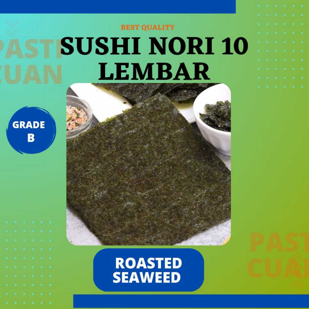 Sushi NORI PLAIN 10 SHEETS GRADE B / ROASTED SEAWEED PREMIUM / ROASTED ...