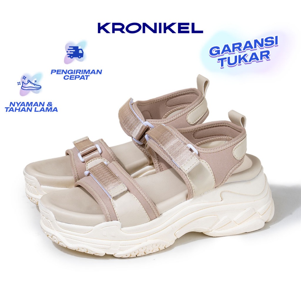 Kronicle Skylar Women's High Strap Sandals Chunky Concert Sandals Off White | Shopee Malaysia