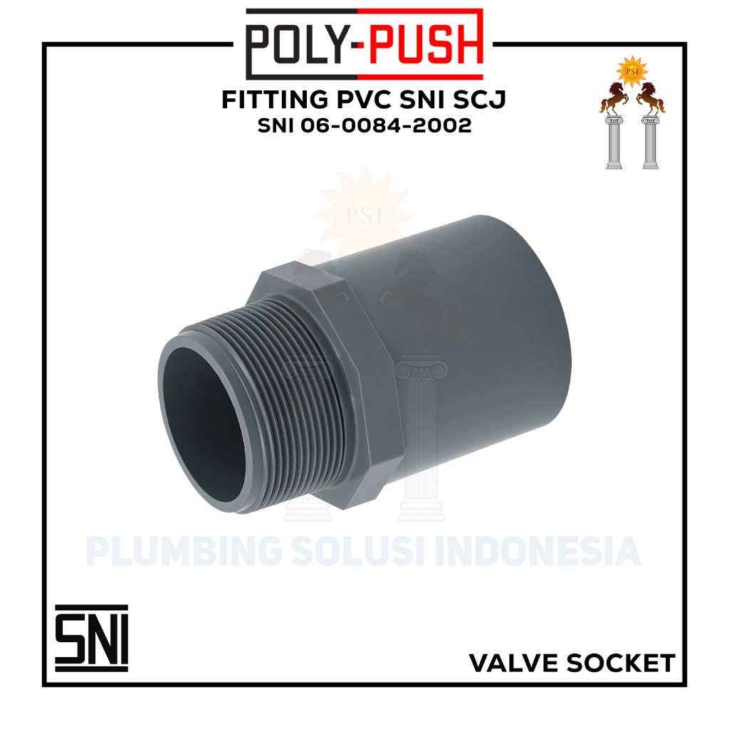 Poly Push Valve Socket PVC SNI SDL 2 Inch / 63 mm Sok Drat Outer ...