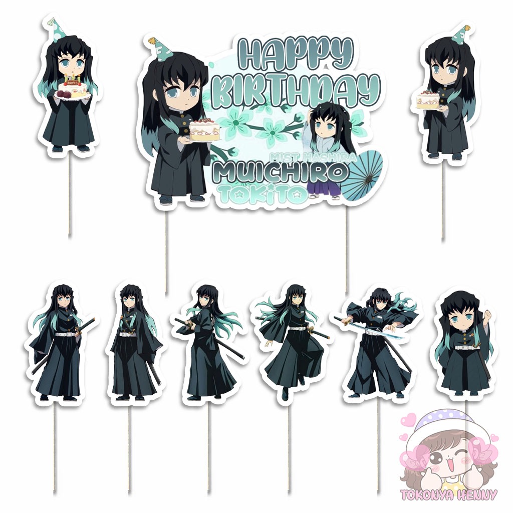 Birthday Cake Decoration Cake Topper with MUICHIRO TOKITO DEMON SLAYER ...