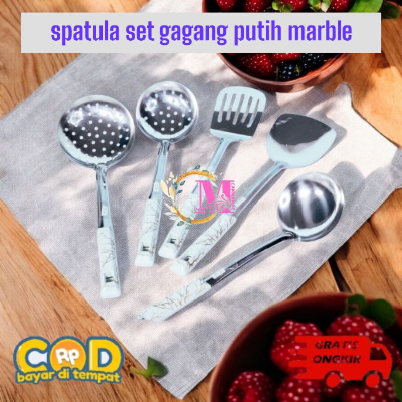 [CM] Stainless steel Spatula set with white handle SP-3/IR-3/ SL-3/SK-5 ...