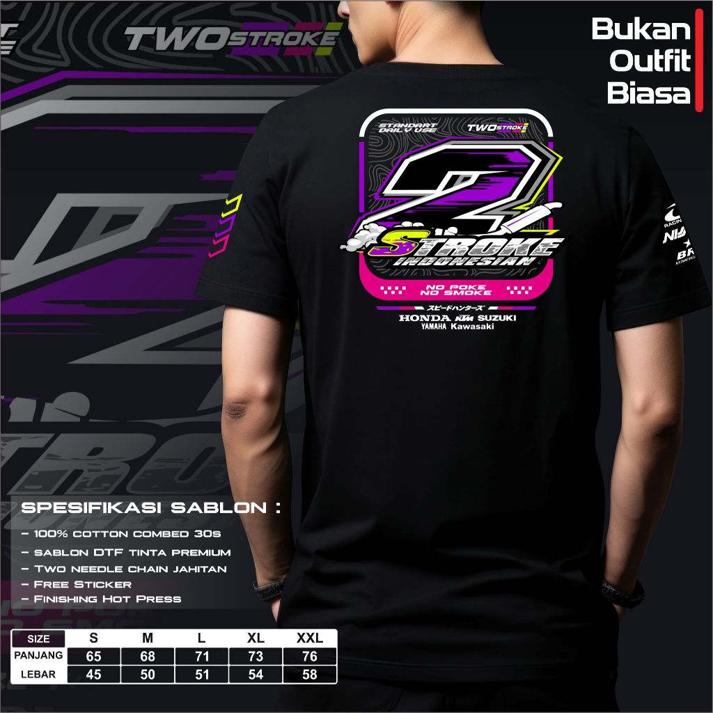 MESIN Racing T-shirt 2 STROKE Machine Distro Clothes 2 STROKE TWO ...