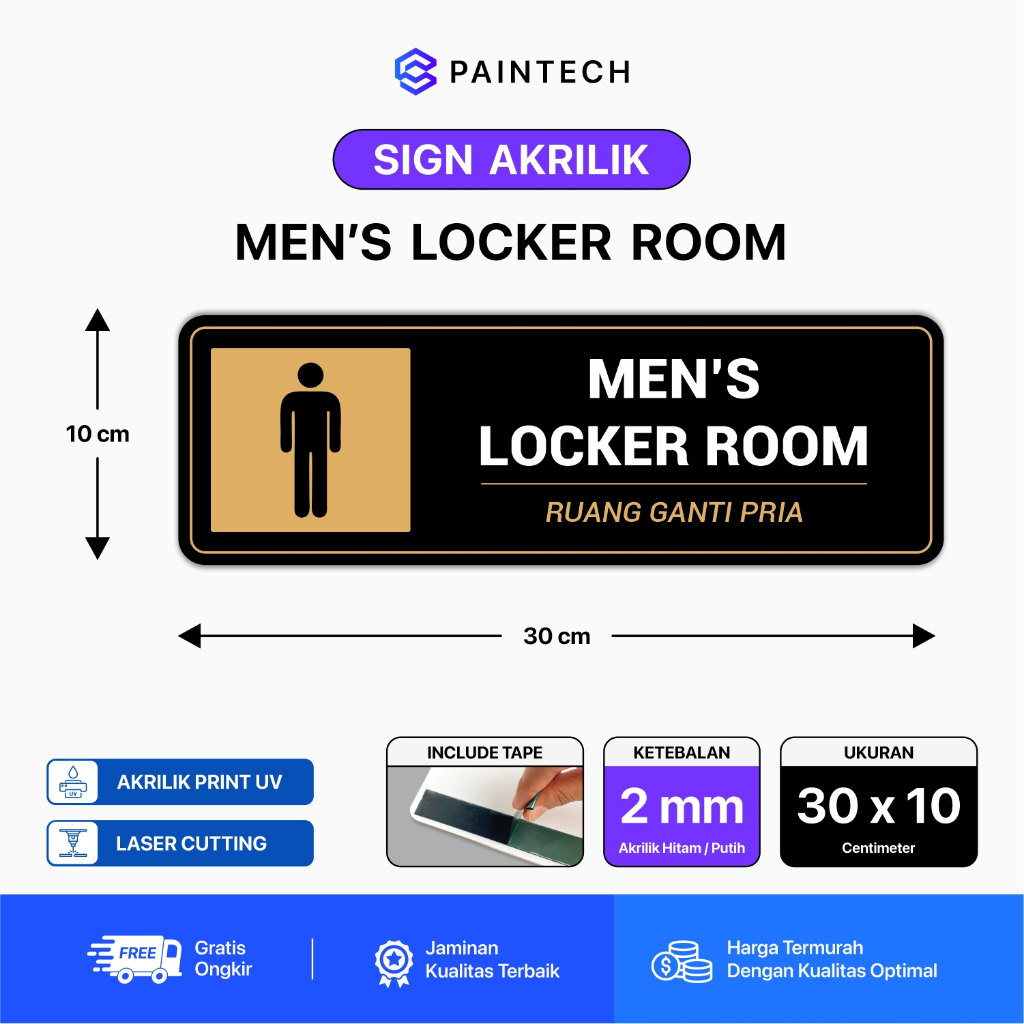 Signage Mens Locker Room 30 X 10 Acrylic Signboard Men's Changing Room ...