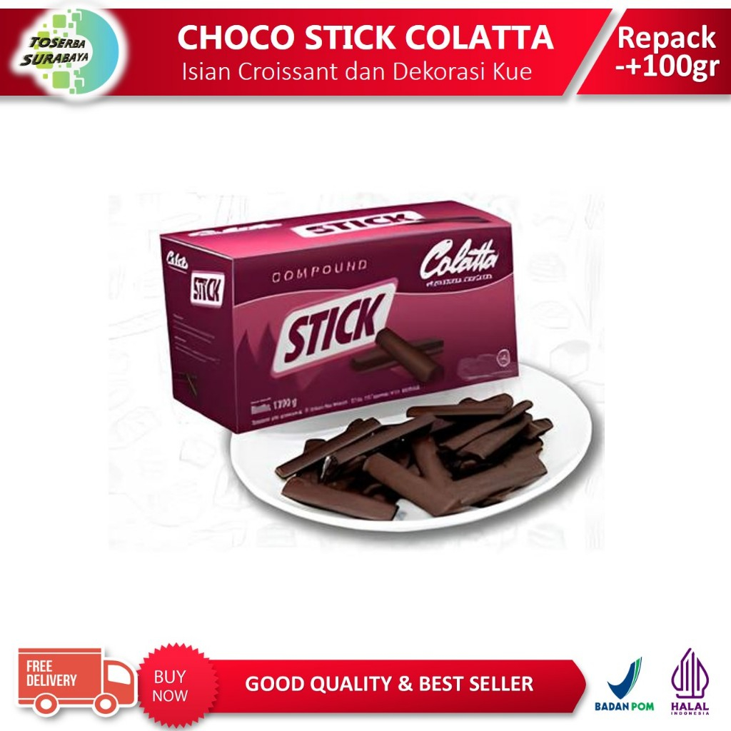 Choco STICK COLATA -+100gr Bake Stable / ROASTING RESISTANT Chocolate Sticks (contains 14 sticks ...