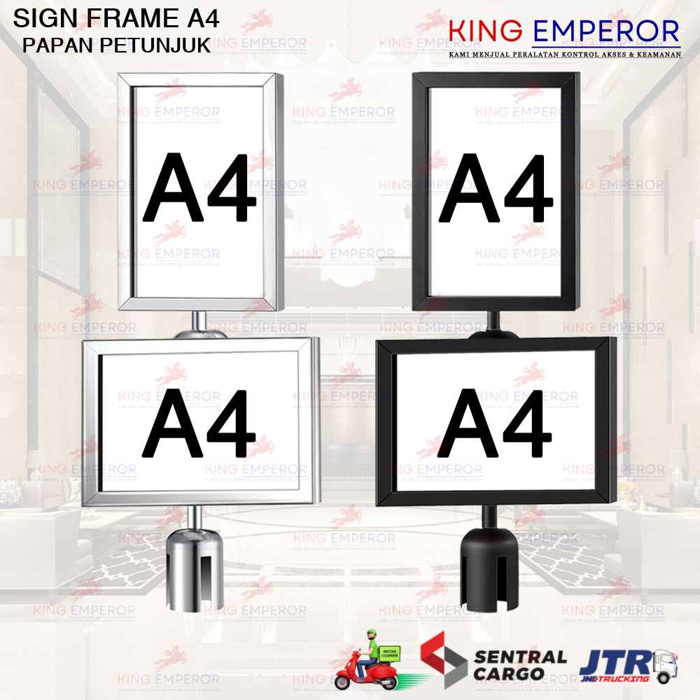 A4 Sign Frame Aluminum Poster Signage / Queue Pole Instruction Board ...