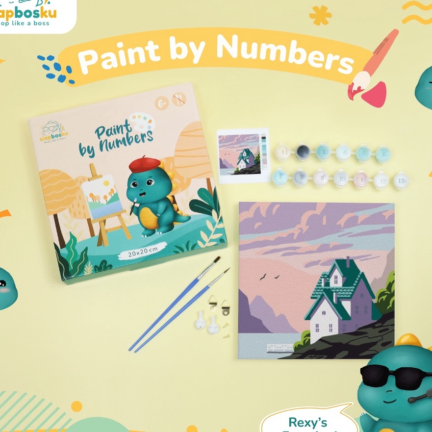 Boom PAINT BY NUMBER 2x2 CM AESTHETIC LANDSCAPE CANVAS PAINTING KIT ...