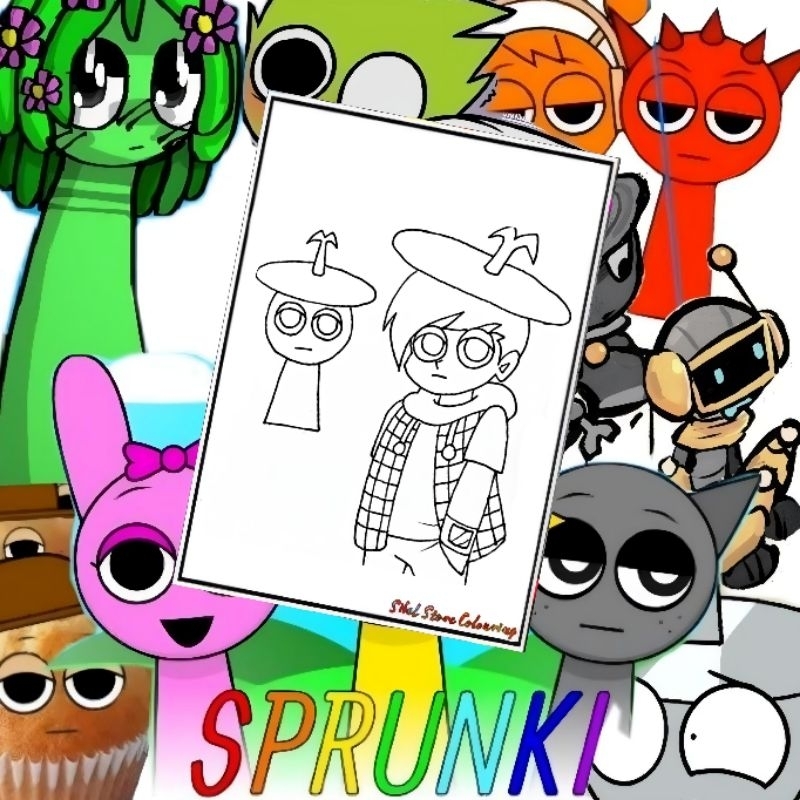 Sprunki But Human Theme Children's Drawing Coloring Paper / Sprunki ...