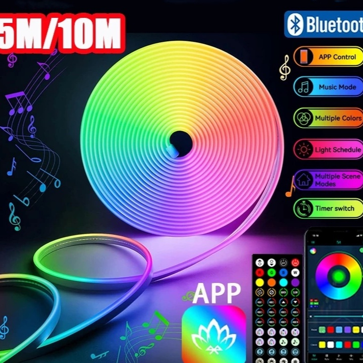 5m/10m Flex Neon Lights LED Neon Flex Running Remote Led Strip Lights ...